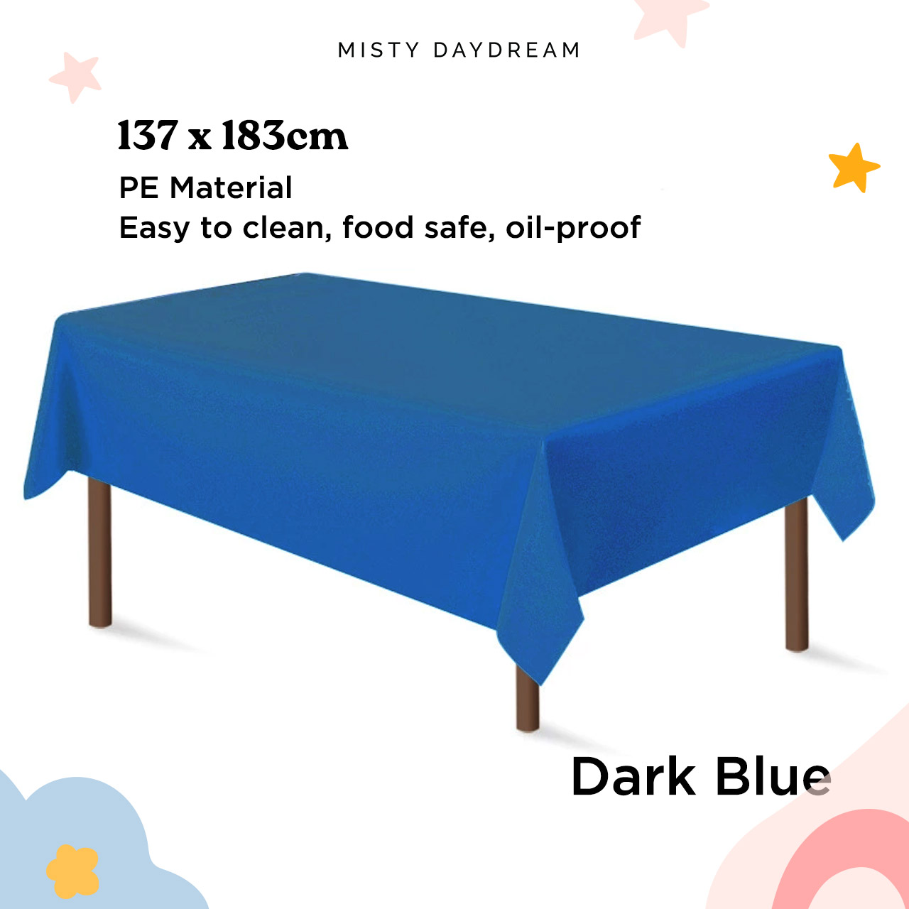 Disposable Plastic Tablecloth - Dark Blue