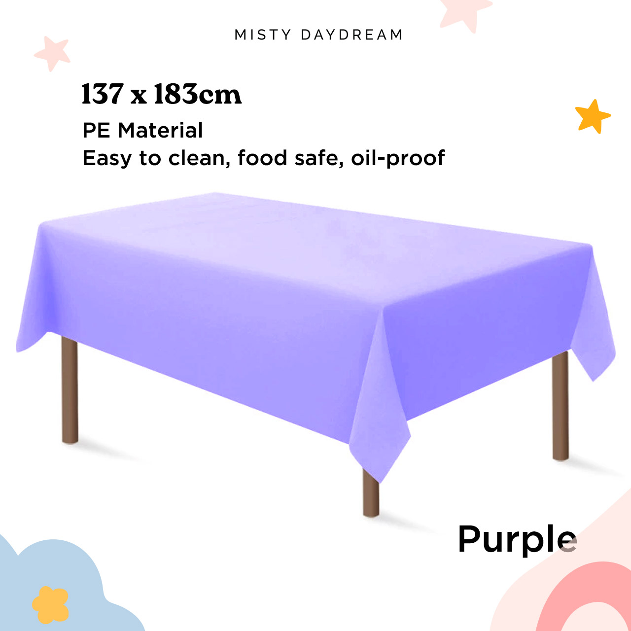 Disposable Plastic Tablecloth - Purple