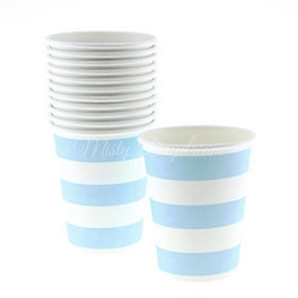 Classic Stripe Cups Value Pack (Set of 12) - Light Blue