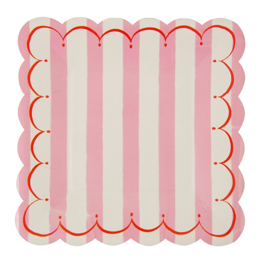 Toot Sweet Stripe Large Plates 9″ (Set of 8) - Pink