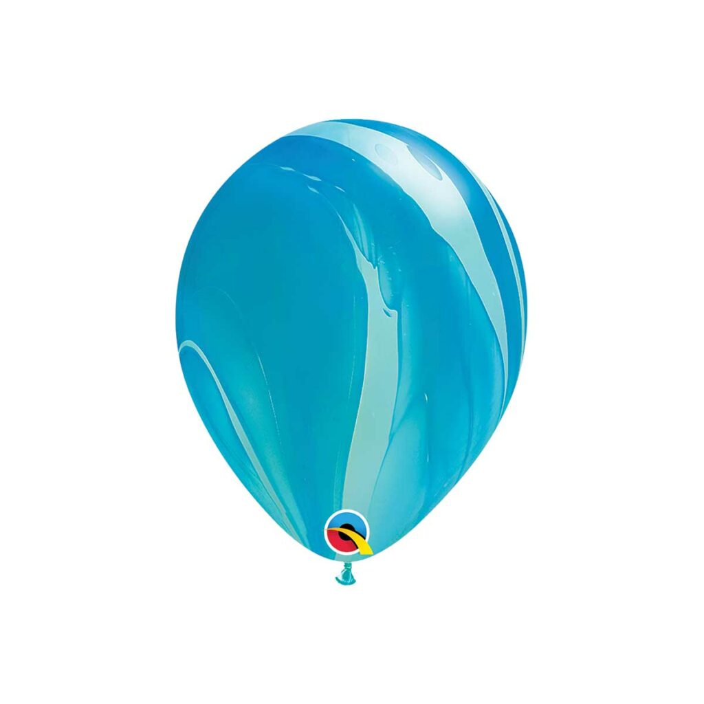 [Helium Inflated Balloons] - 11 Inch Ocean Blue Marble Latex Balloons