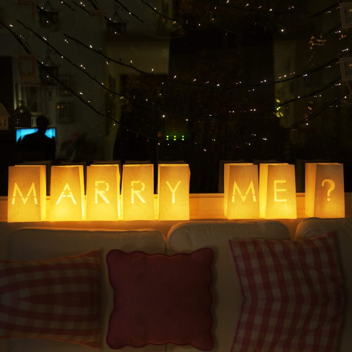 "MARRY ME?" Candle Flame Resistant Luminary Candle Letter Bags Set
