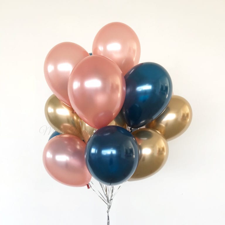 Individual Helium Inflated Balloons - Pearl/Metallic 12 inch latex balloons