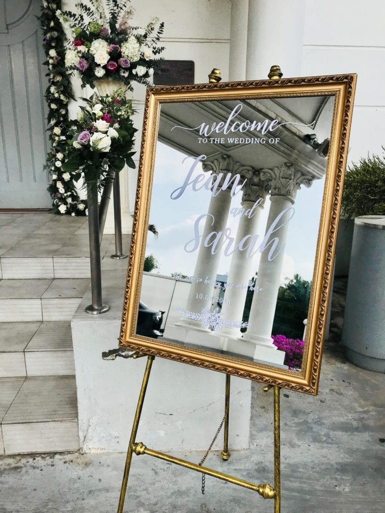 " [RENTAL] Customized Wedding Mirror Signage + Easel