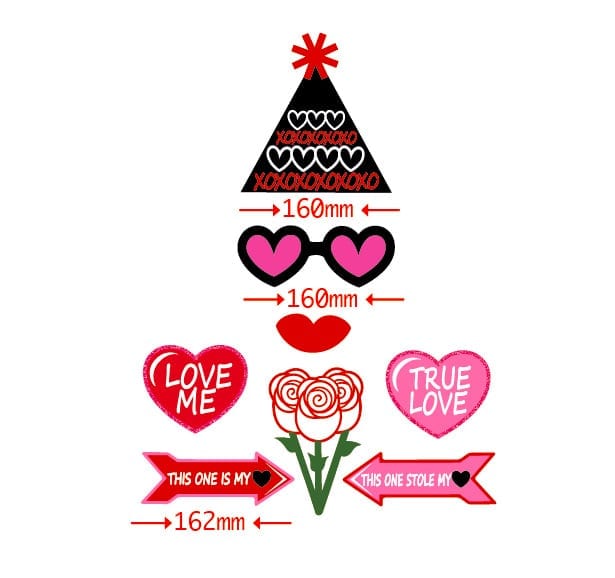 XOXO love Photo Booth Props Set of 32