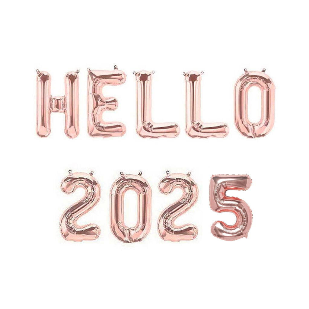 16 Inch HELLO 2025 letter foil balloons set - Gold/ Silver/ Rose Gold