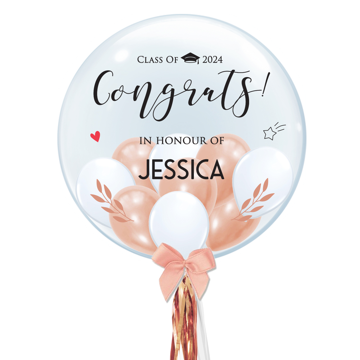 'Graduation combo set' - Customised 24inch Bubble Balloon + 2x 9pcs ...