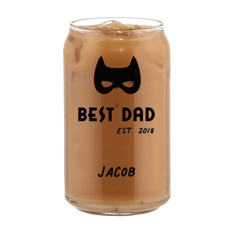 Batman BEST DAD Beer Coffee Can Glass Cold Beverage Glass