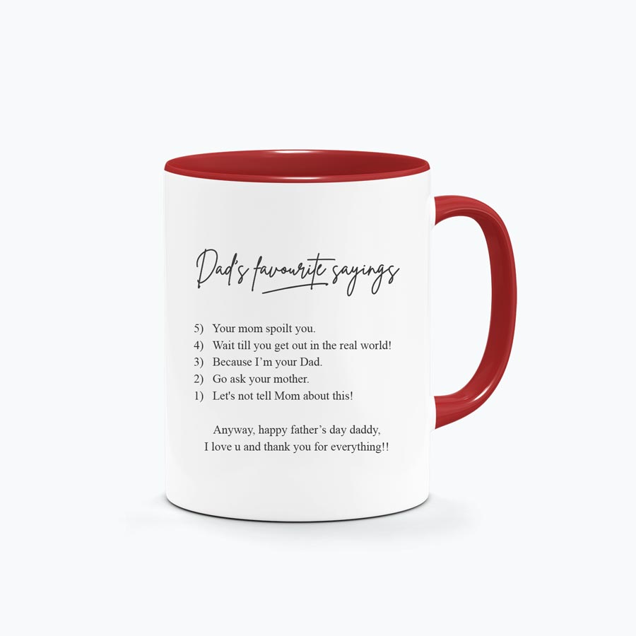 [Custom Name] Printed Mug – Dad's Favourite Sayings / Lame Jokes design
