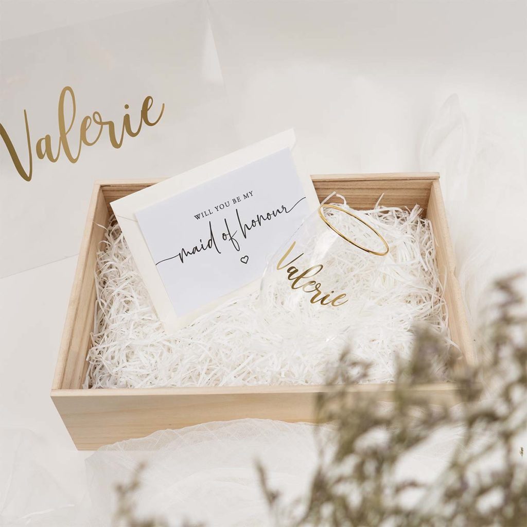 Bridesmaid's Essential Box - Personalised Crystal Egg Glass, Gift Card ...