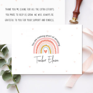 [Custom Name] Two-sided Gift Card - Pastel Pink Rainbow Design