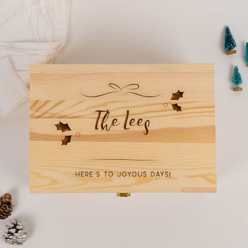 [Personalised] Christmas Collection Wooden Keepsake Box - Ribbons and ...