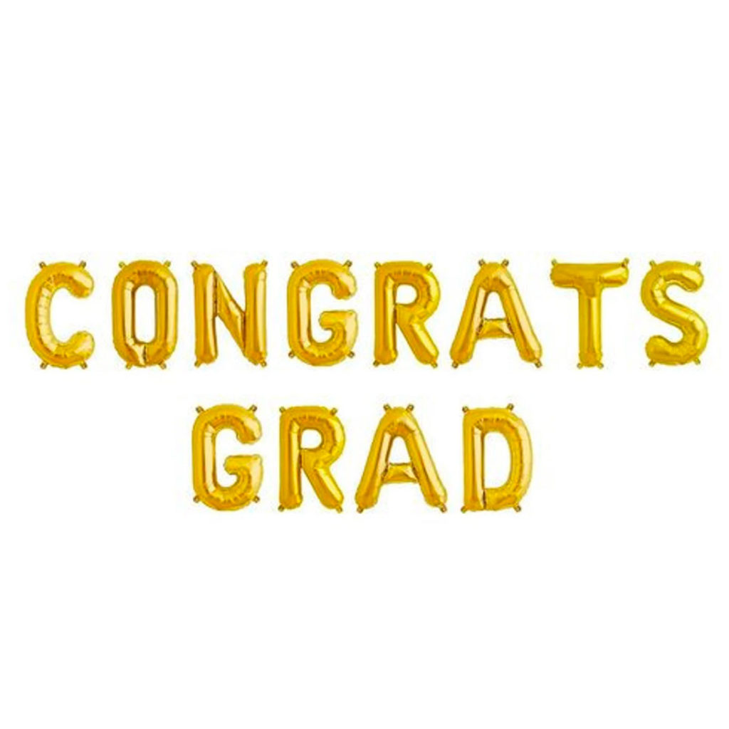 CONGRATS GRAD letter foil balloons Banner (Gold/ Rose Gold/ Silver)