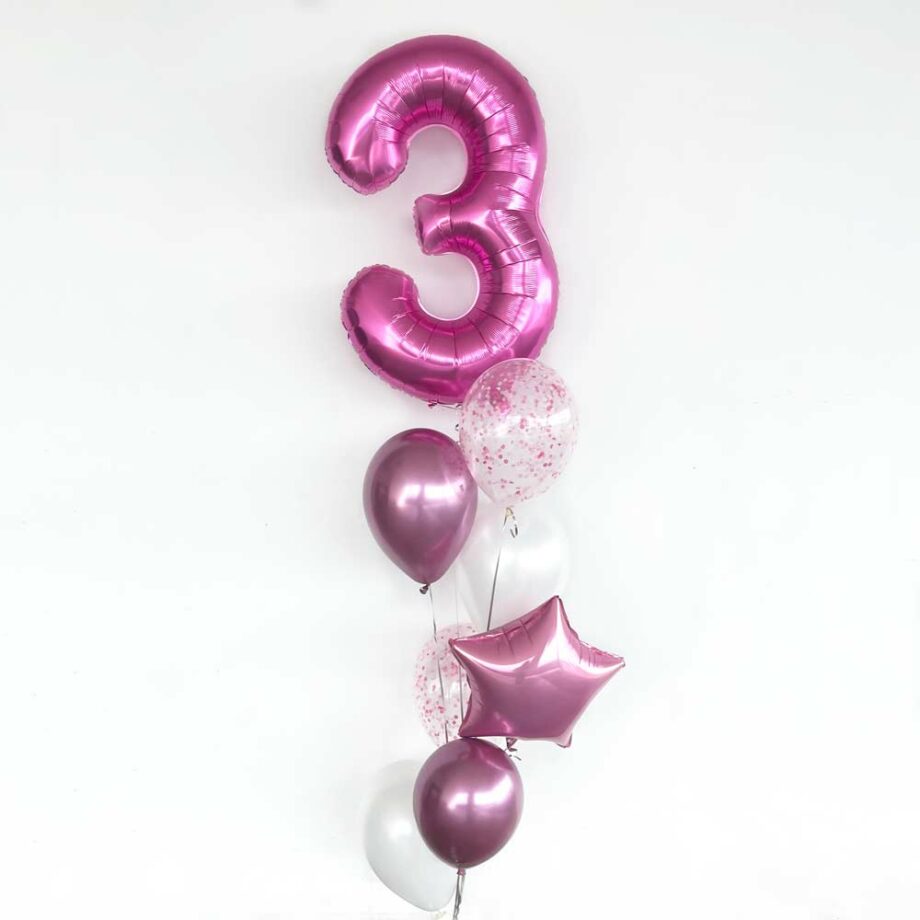 Birthday Balloon Set (Pink) - 40inch Number (No. 1-9) Balloon Bouquet
