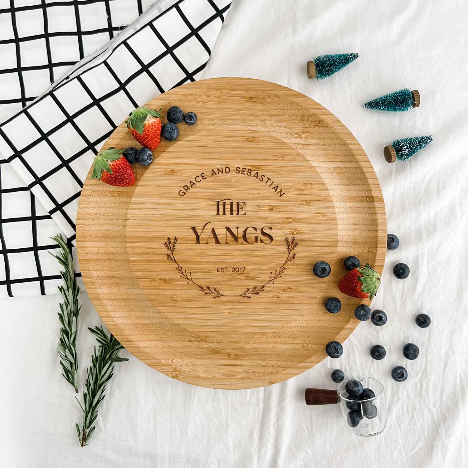 [Custom Text Custom Year] Engraved Wooden Round Cheese Board - Half ...