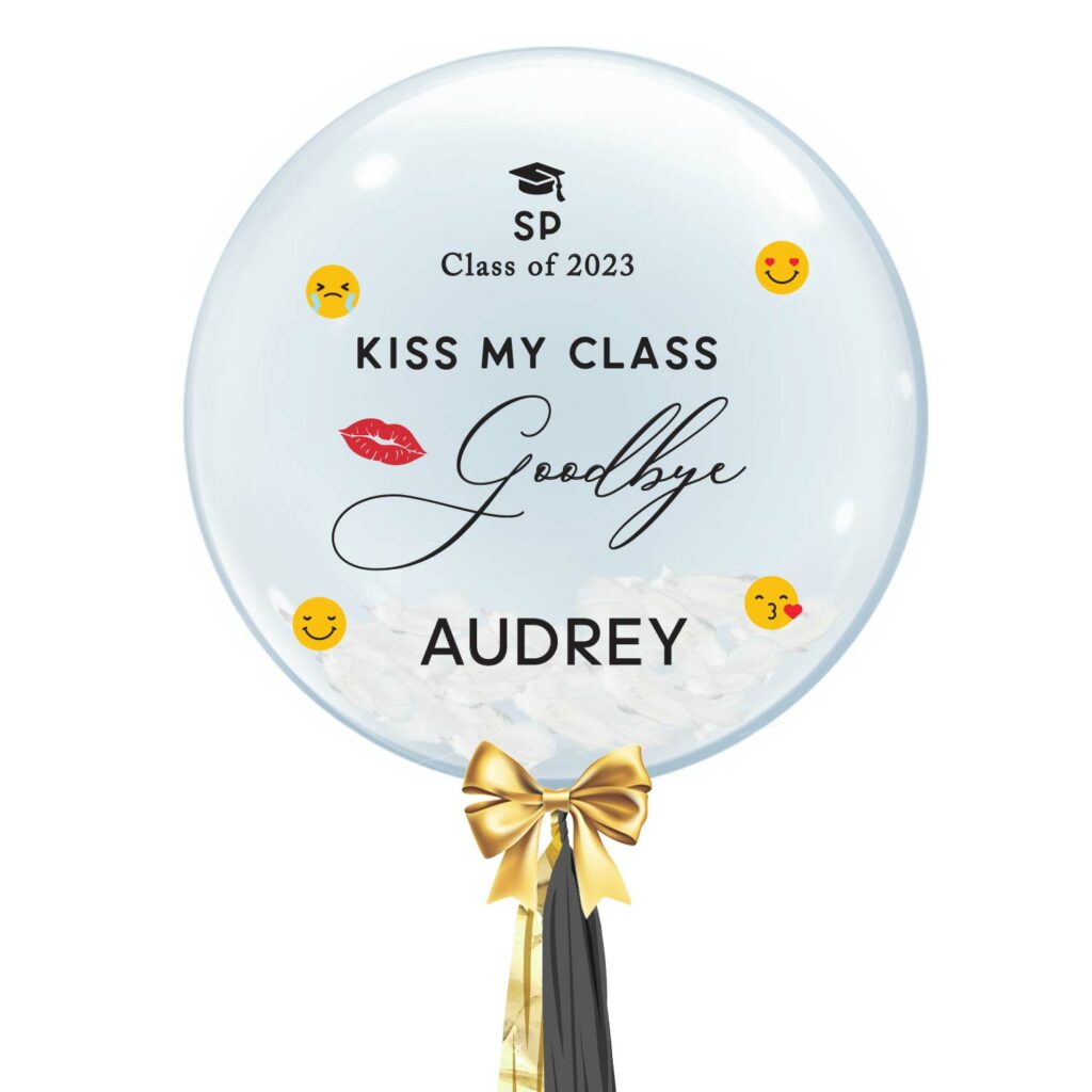 ' 24 inch Personalized Bubble Balloon - Kiss my Class Goodbye Mixed Emotions Design