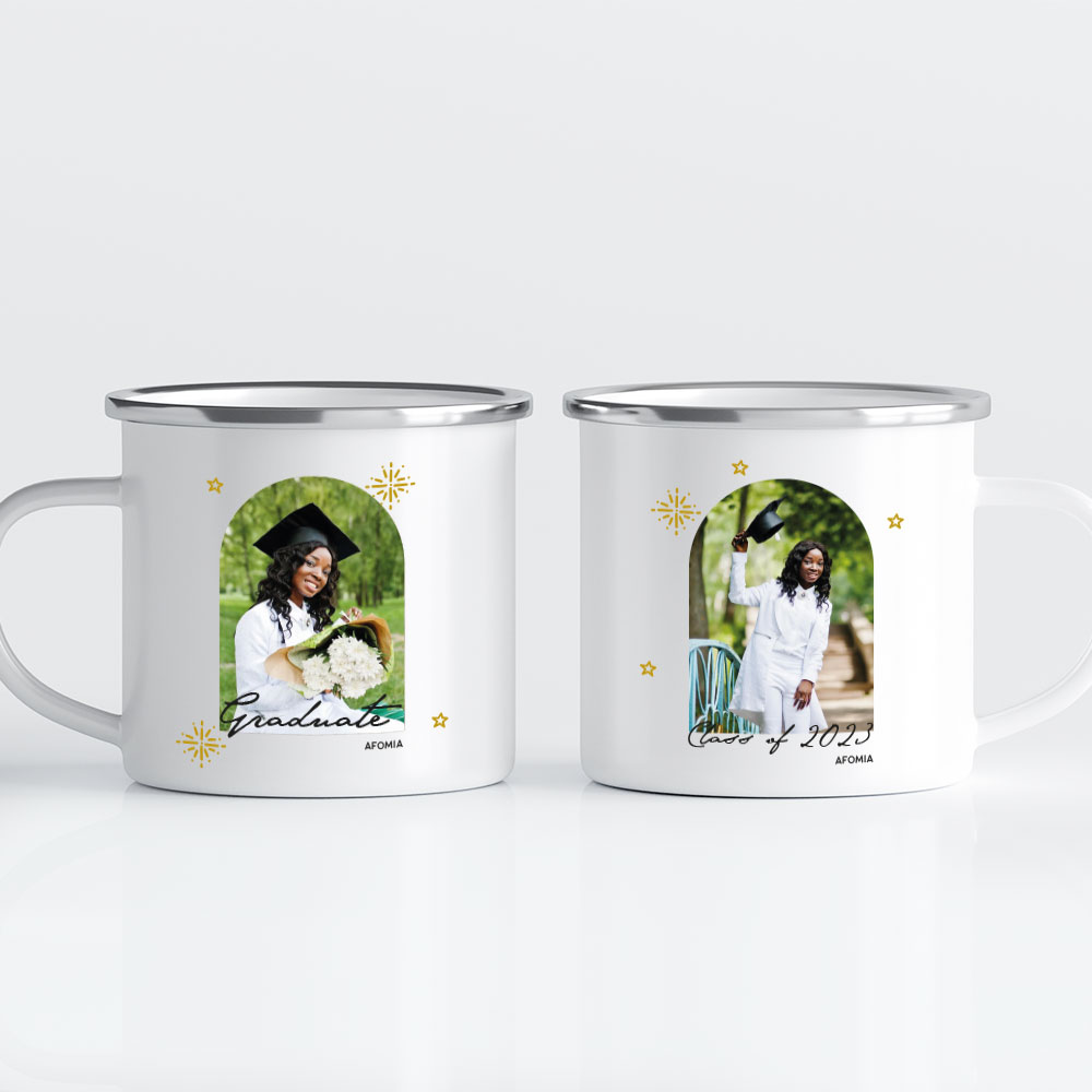 CUSTOM YEAR and NAME Graduation Printed Mug - Grad Arch Shaped 2 Frames ...