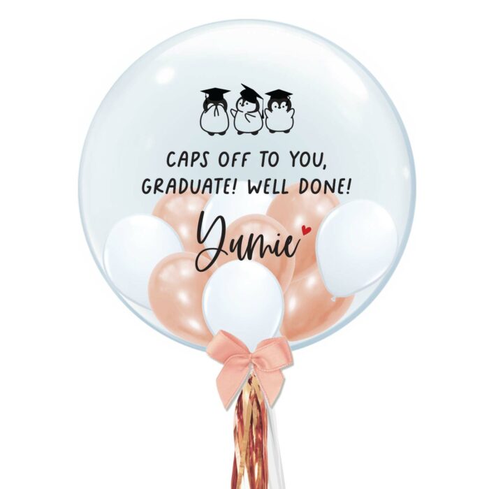 ' 24 inch Personalized Bubble Balloon - Graduation Penguins Design