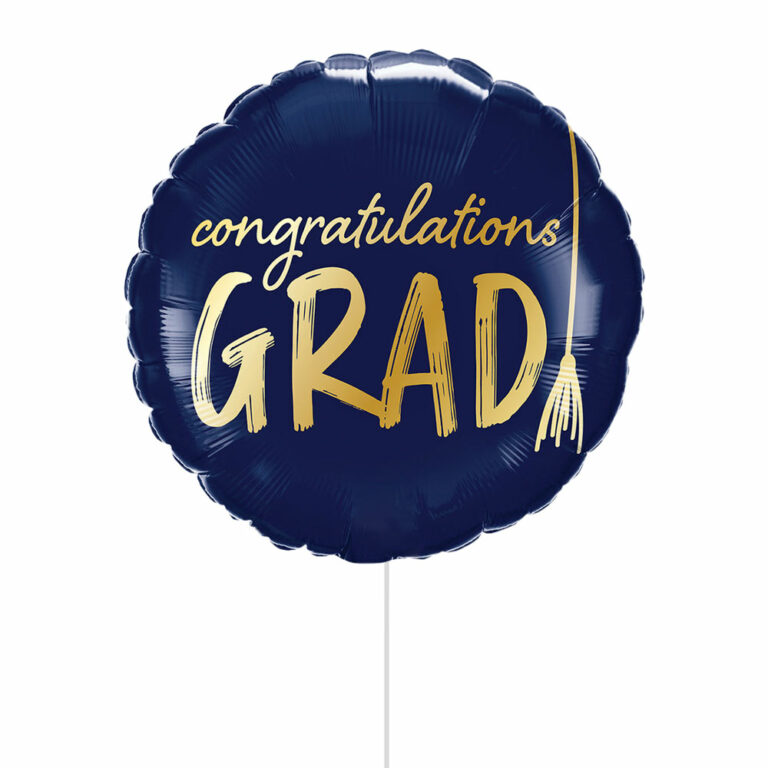 Congratulations Grad Tassel 18" Round Navy Blue Foil Balloon