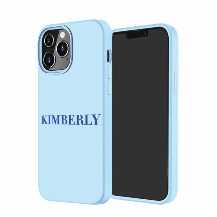`[Personalised Name] Matte Light Blue Silicon Phone Case