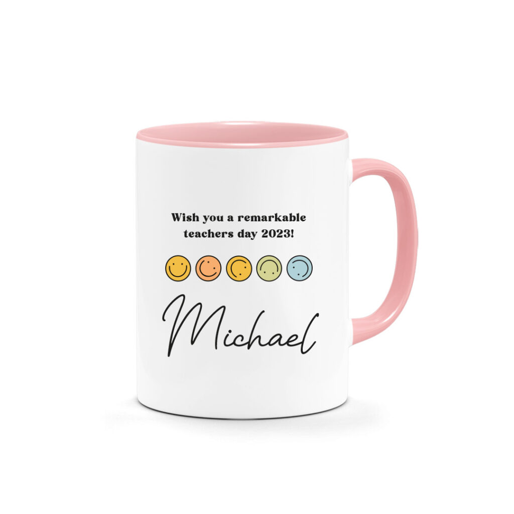 [CUSTOM NAME] Printed Mug - Smiley Faces Design
