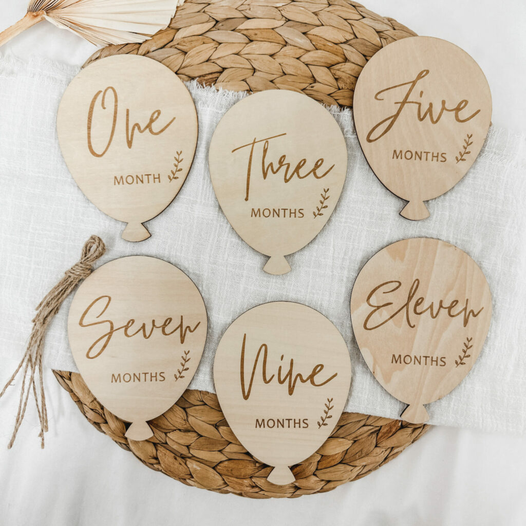 Baby Monthly Milestone Plaques 12 months 6pcs Back and Front Set ...