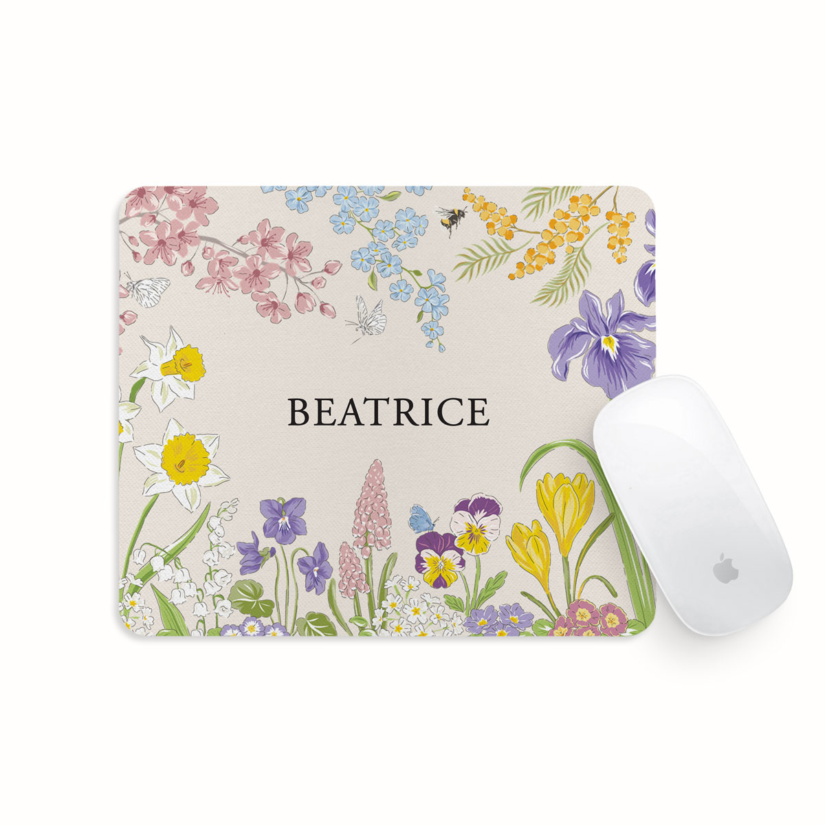 Personalized Name Mouse Pad - Bloomy Spring Design