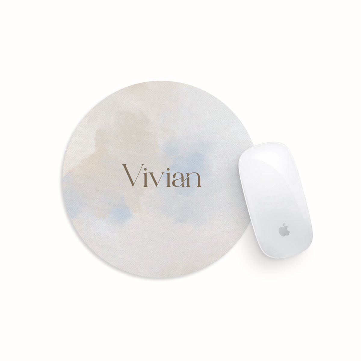 Personalized Name Mouse Pad - Beige and Blue Dreamy Background Design