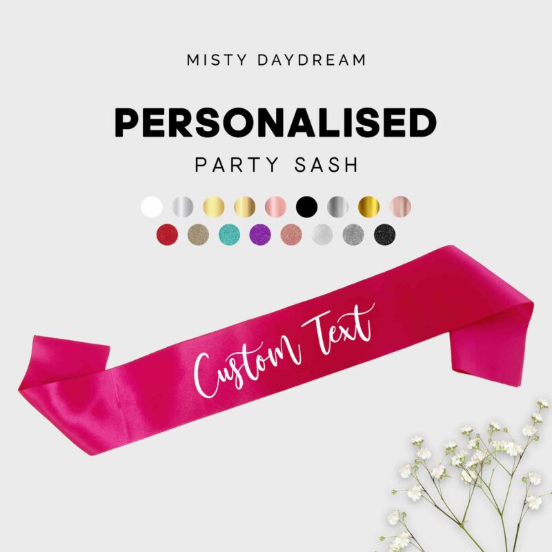 "Personalised Party Sashes with name - Hot Pink Sash