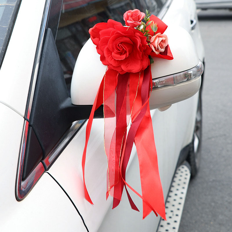 Wedding Car Ribbon, Red Flower