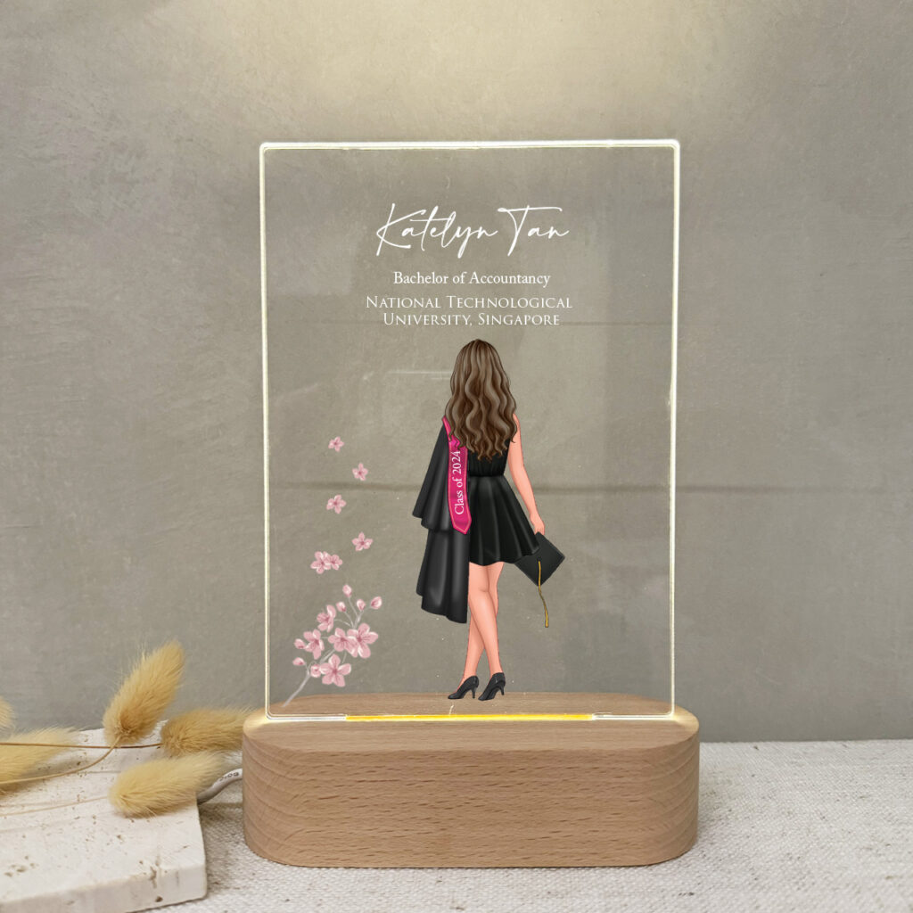 Graduation Plaque Light up LED Stand - Female Graduate Design