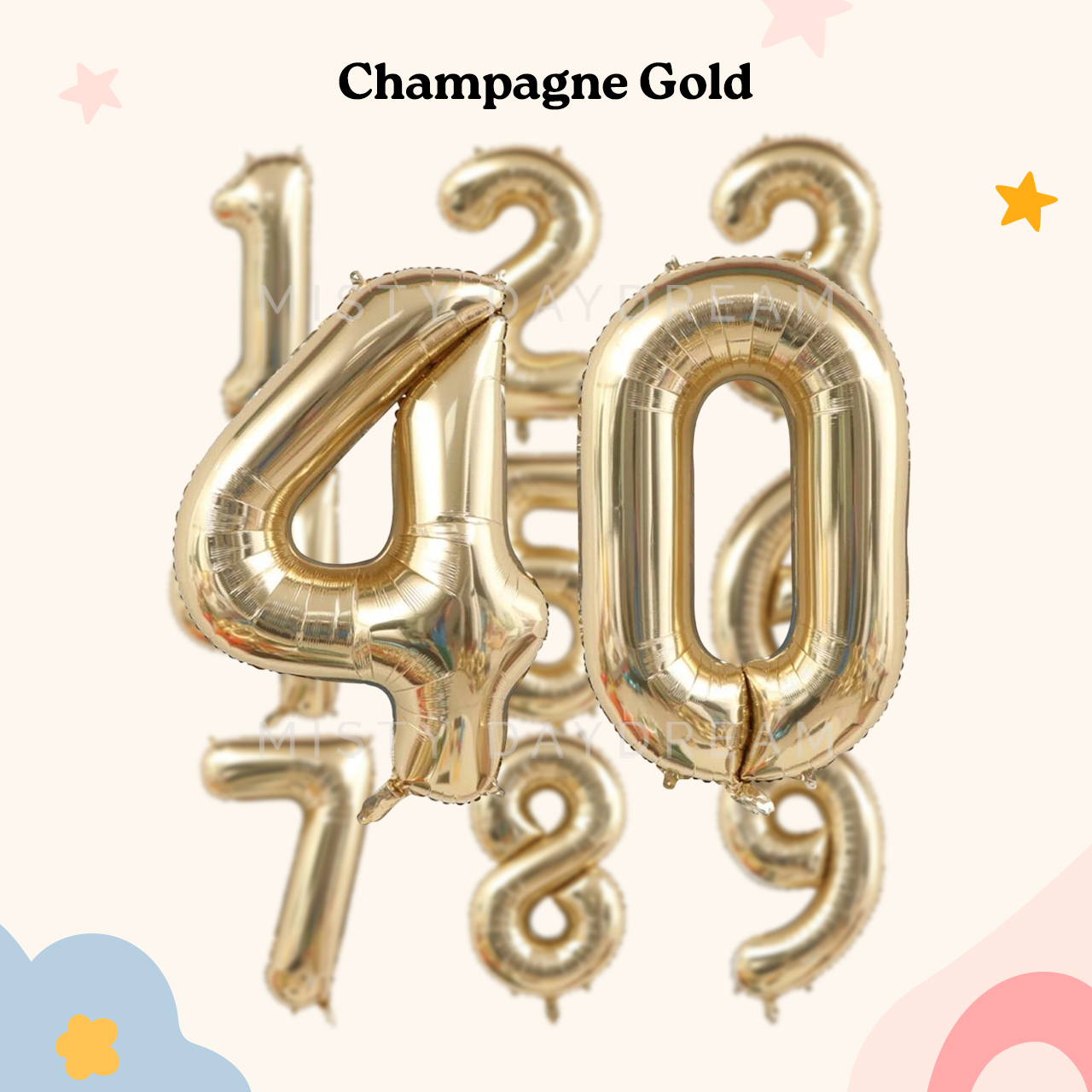 " [40 Inch Number Foil Helium Balloons] - Champagne Gold Giant Mylar ...