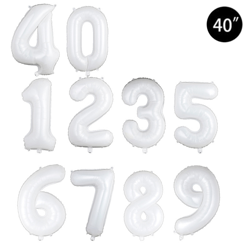 " [40 Inch Number Foil Helium Balloons] - White Giant Mylar Number Foil ...