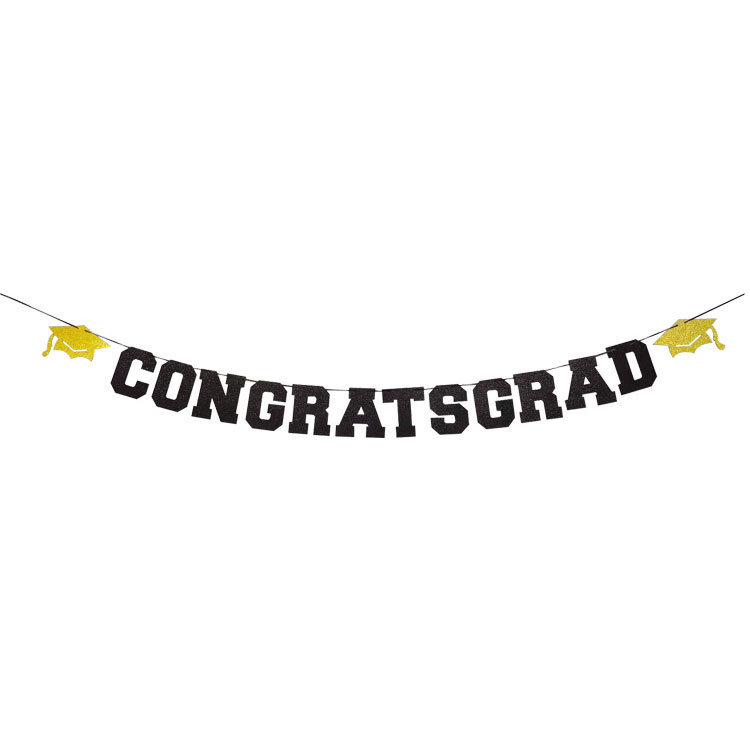 Black Glitters CONGRATS GRAD + 2 graduation mortar in Gold glitters ...