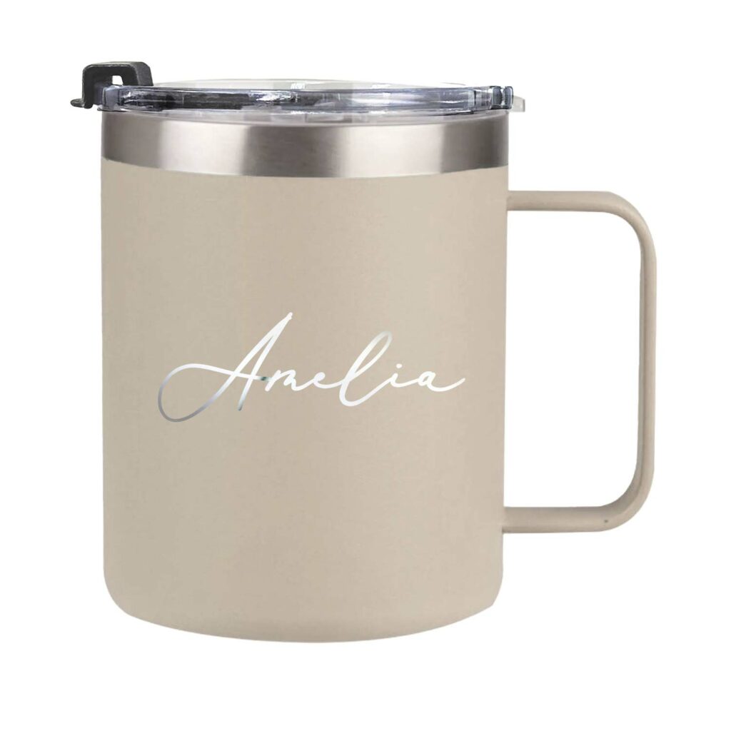 ' [Custom Name Engraved] Stainless Steel Mug - Beige