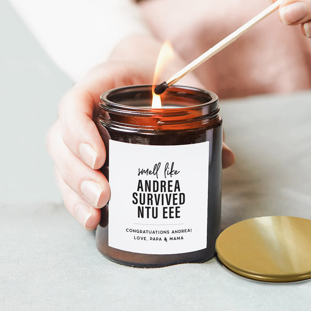 [Custom Name] Scented Candle Graduation Gift - smell like SURVIVED