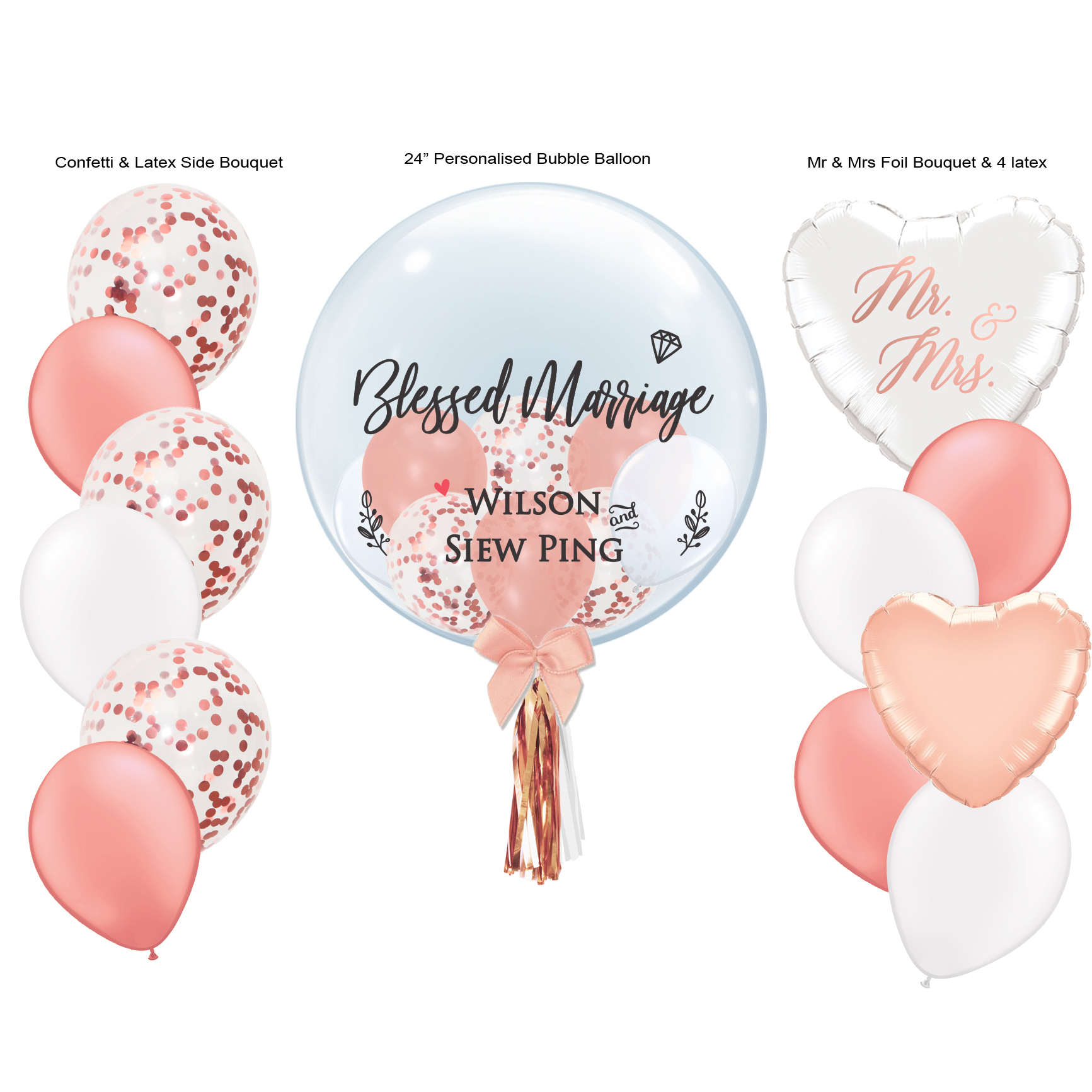 [Wedding/Engagement Set 1] - 24" Personalised Designer Balloon + Mr ...