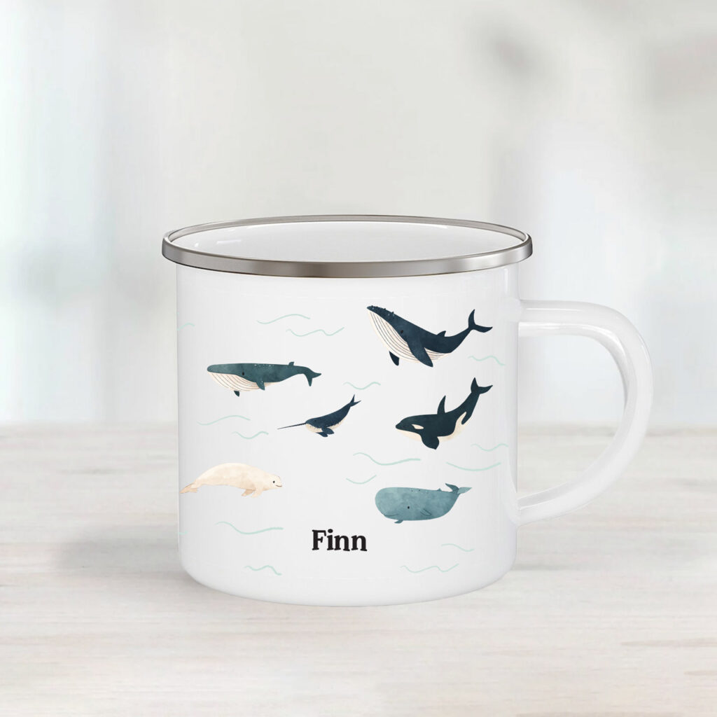 'Children's Day Custom Name Kids Shatterproof Mug - Cute Whales Kid ...