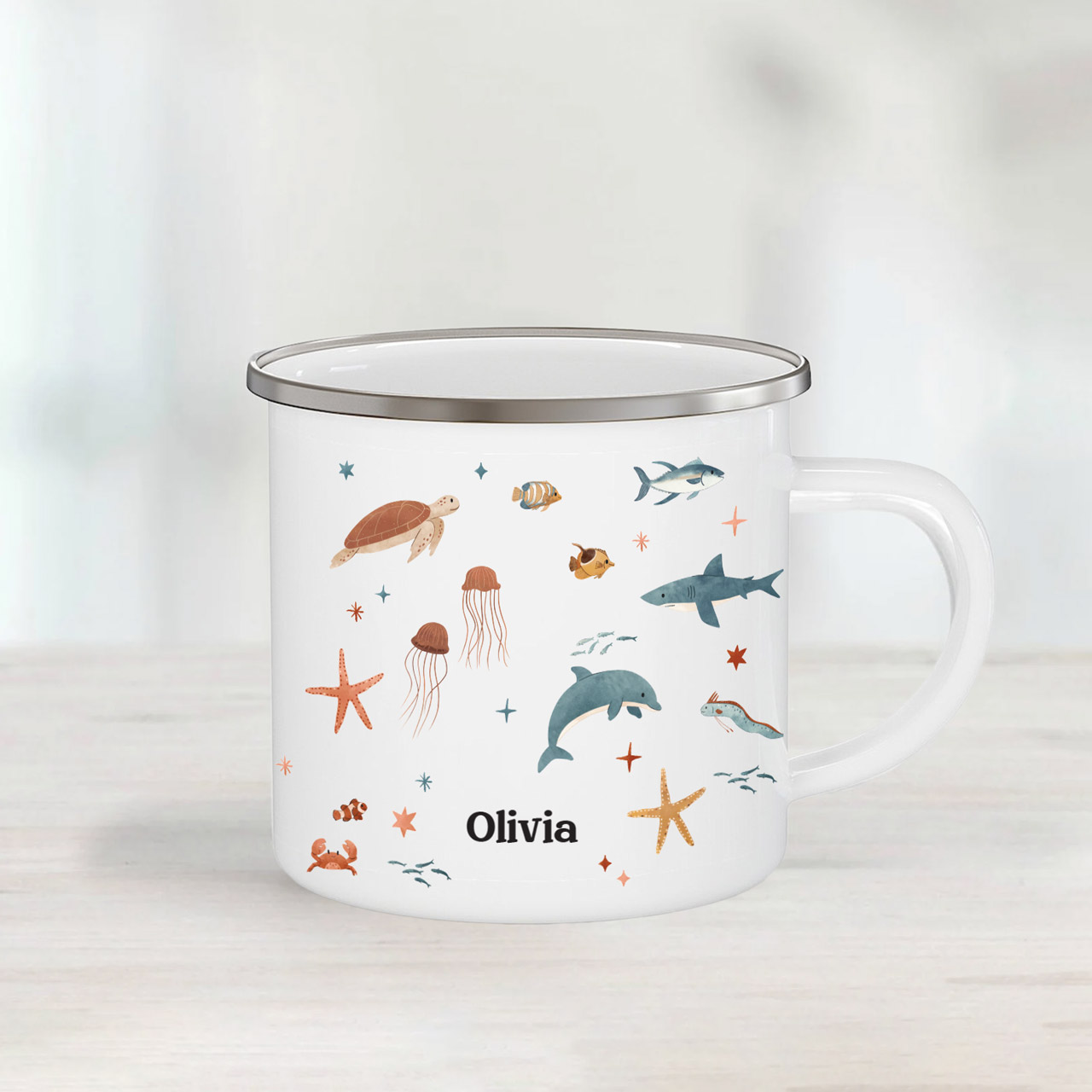 'Children's Day Custom Name Kids Shatterproof Mug - Sea Animals Kid ...