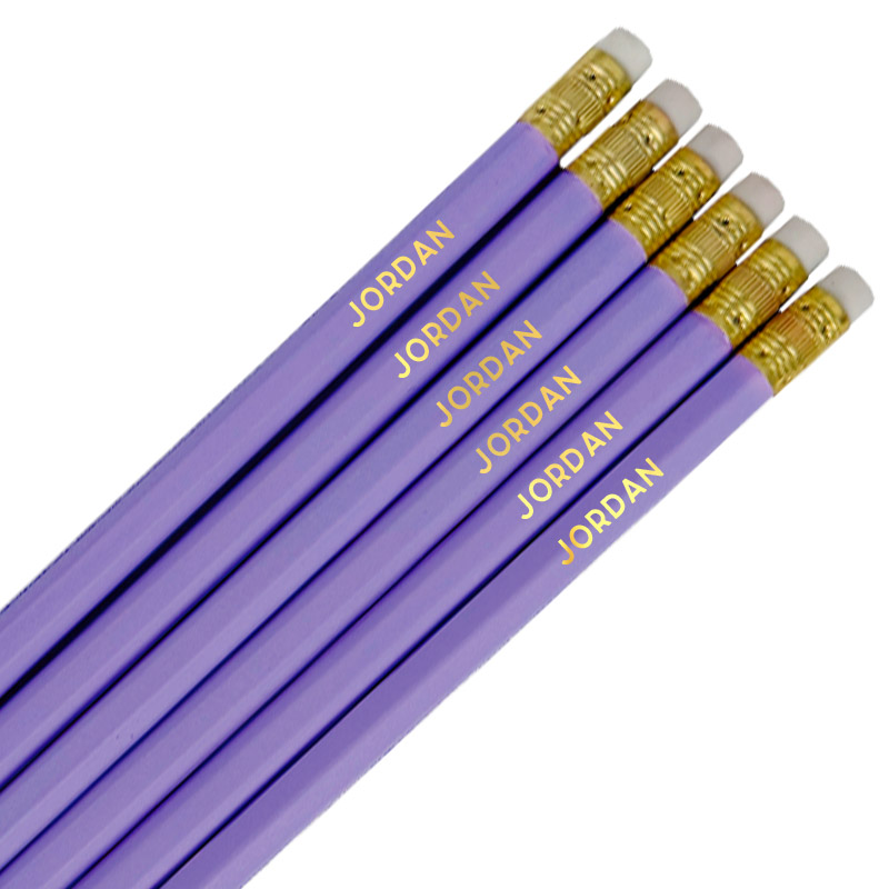 Letterpress Custom Name Pencils Purple (Set of 6pcs)