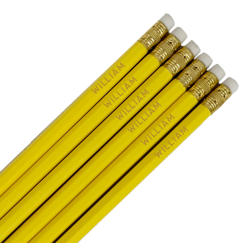 Letterpress Custom Name Pencils 12 Yellow (Set of 6pcs)
