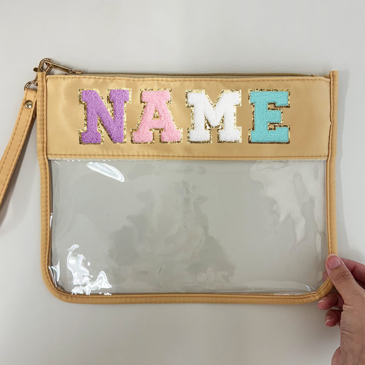 ' Custom Monogram Large PVC Pouch/ Pencil Case - Butter