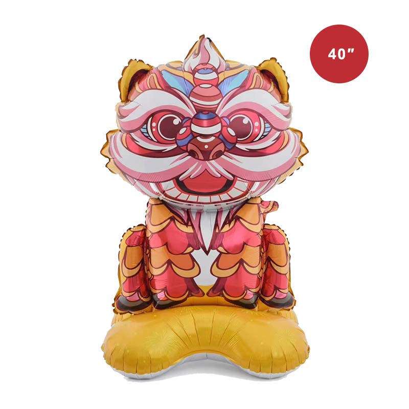 CNY Collection - Standing Lion Dance Standing Foil Balloon 40" - Yellow