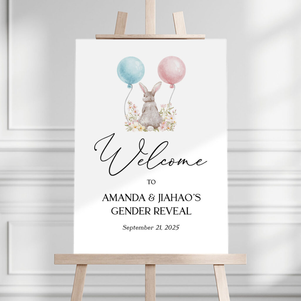 [Personalised] Acrylics Gender Reveal Signage - Bunny Theme - Welcome Sign