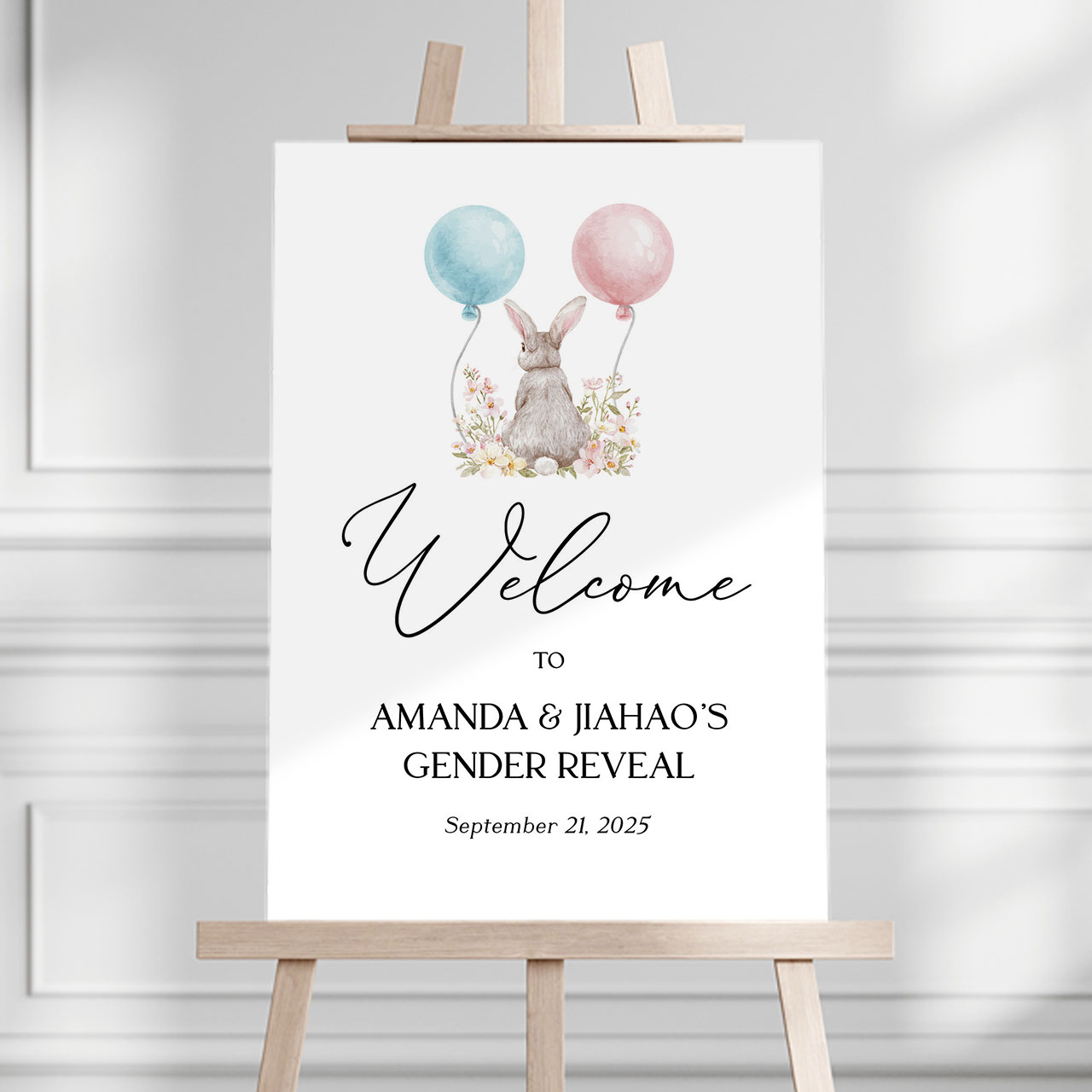 [Personalised] Acrylics Gender Reveal Signage - Bunny Theme - Welcome Sign