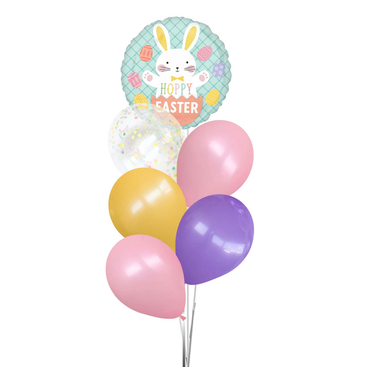 Hoppy Easter Bunny Round 18" Foil Balloon with 5 Latex Helium Balloons ...