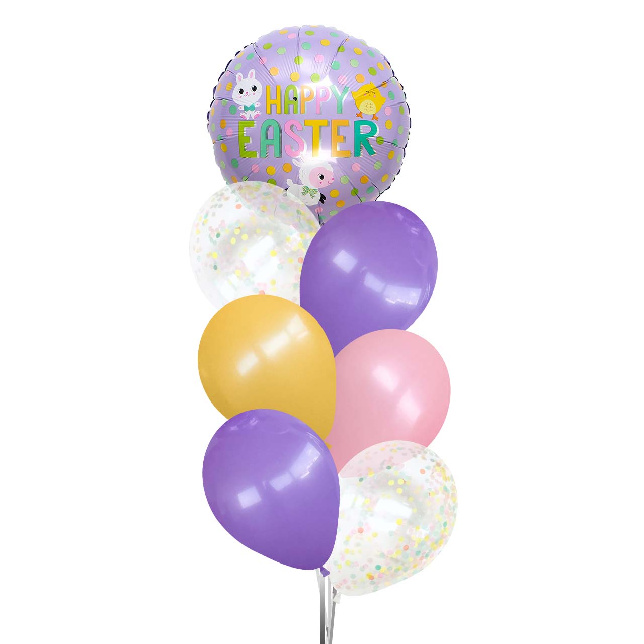 Easter Animals Purple Round 18" Foil Balloon with 6 Latex Helium ...