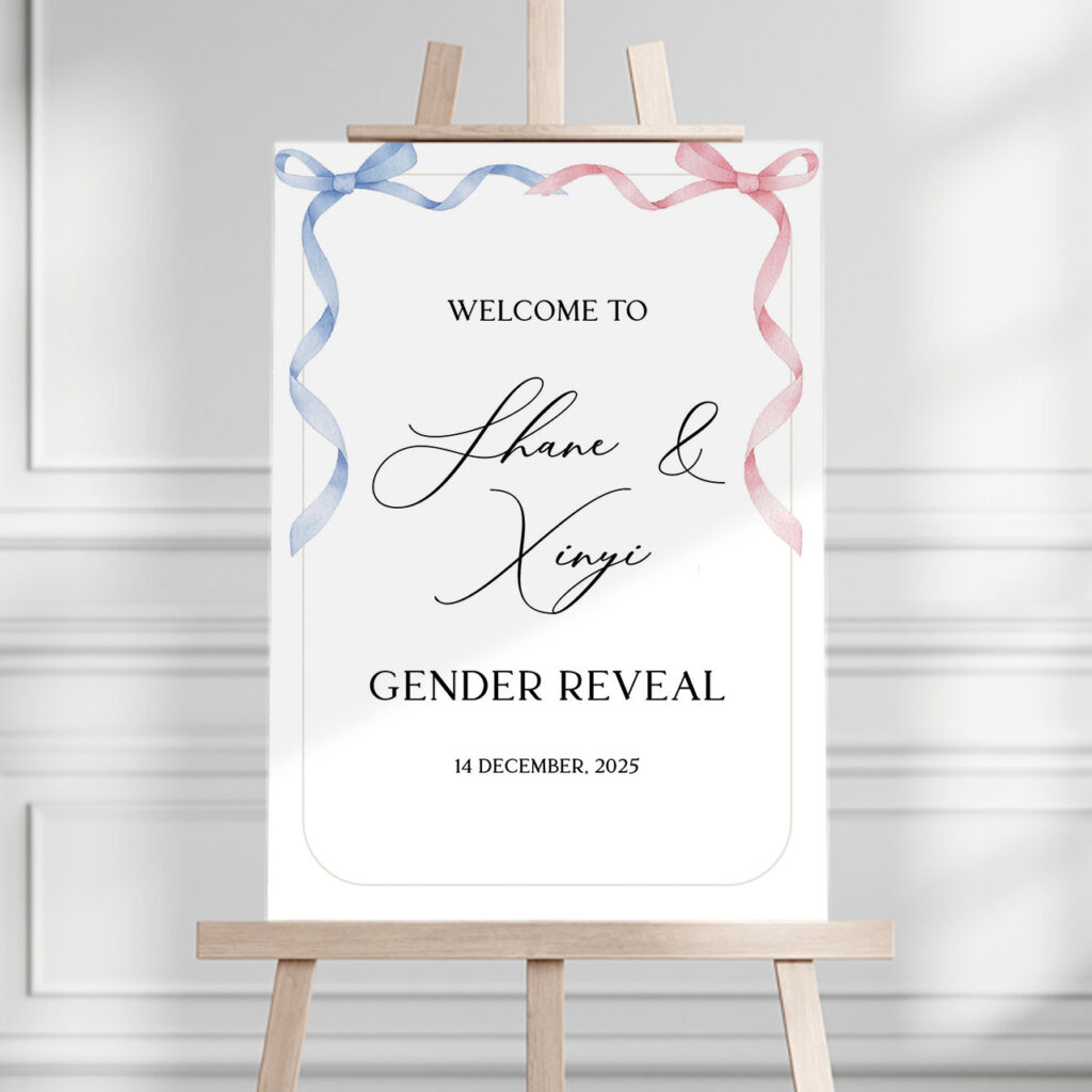 [Personalised] Acrylics Gender Reveal Signage - Coquette/ Ribbon Theme ...