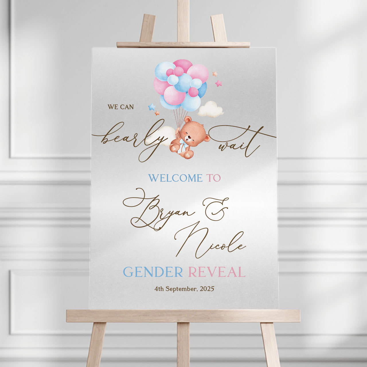 [Personalised] Acrylics Gender Reveal Signage - Baby Bear Theme ...