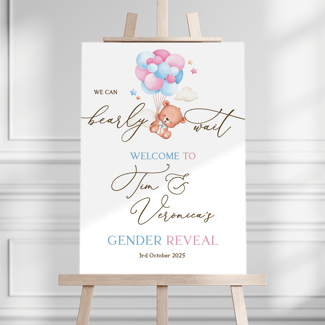 [Personalised] Acrylics Gender Reveal Signage - Baby Bear Theme ...